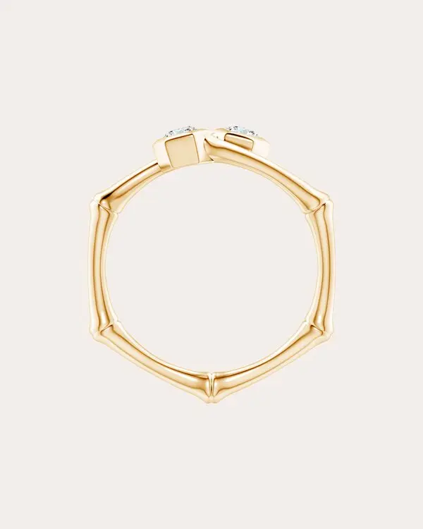 Natori Diamond And 14k Bamboo Bypass Ring