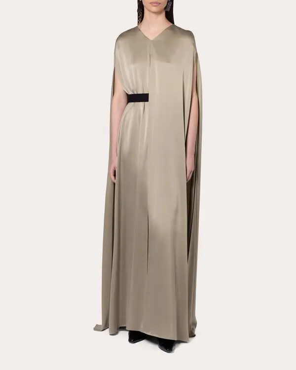 ROKSANDA Fyeris Silk Cape Maxi Dress - Silver