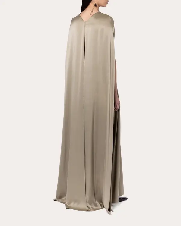 ROKSANDA Fyeris Silk Cape Maxi Dress - Silver