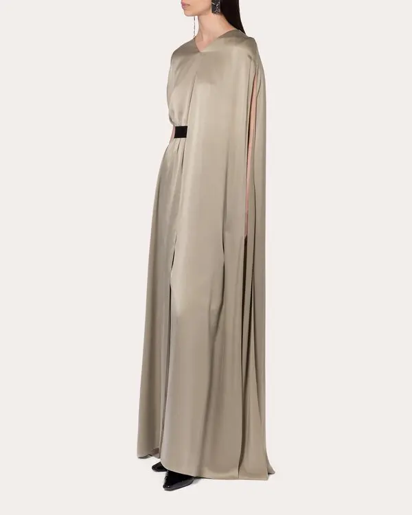 ROKSANDA Fyeris Silk Cape Maxi Dress - Silver