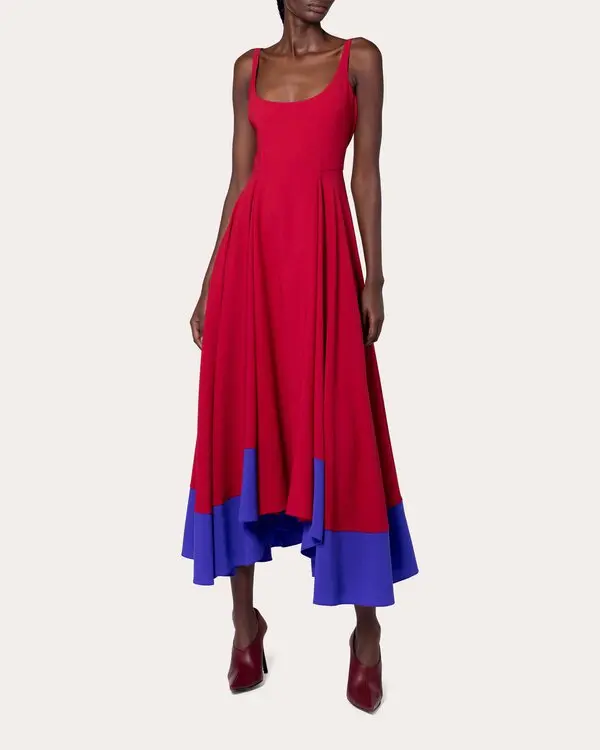 ROKSANDA Awn Pleated Crepe Midi Dress - Red