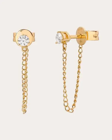 ZOE LEV 14k Diamond Chain Stud Earrings - Gold