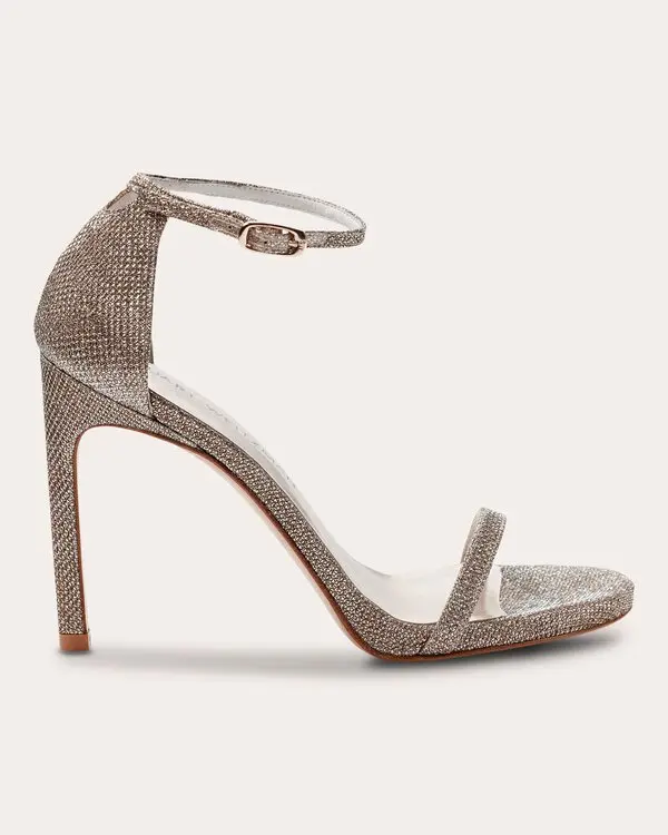STUART WEITZMAN Nudist Metallic-leather Sandal - Platinum Noir