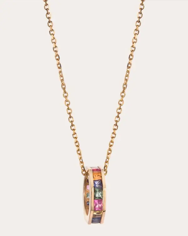 JOLLY BIJOU Otto 14k Rainbow Sapphire Pendant Necklace - Gold