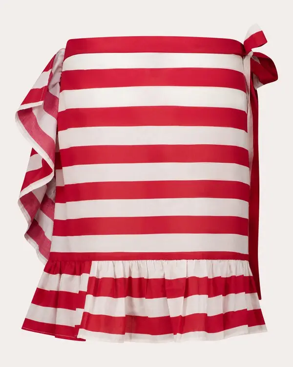 GIRLSMUSTHAVE Gigi Stripe Cotton Ruffle Wrap Mini Skirt