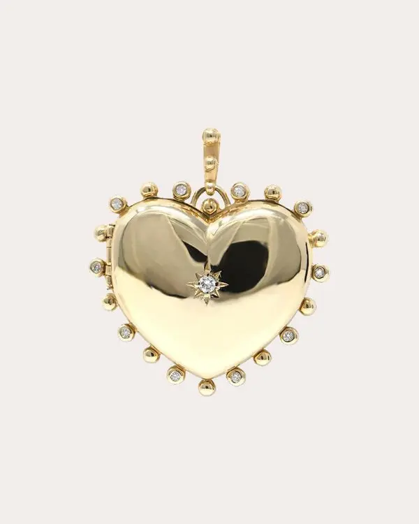 Anzie Diamond And 14k Heart Locket - Gold