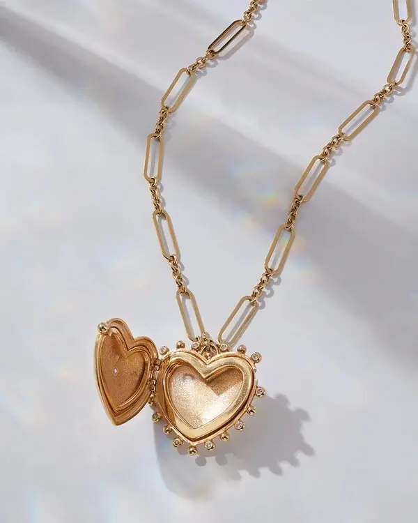 Anzie Diamond And 14k Heart Locket - Gold