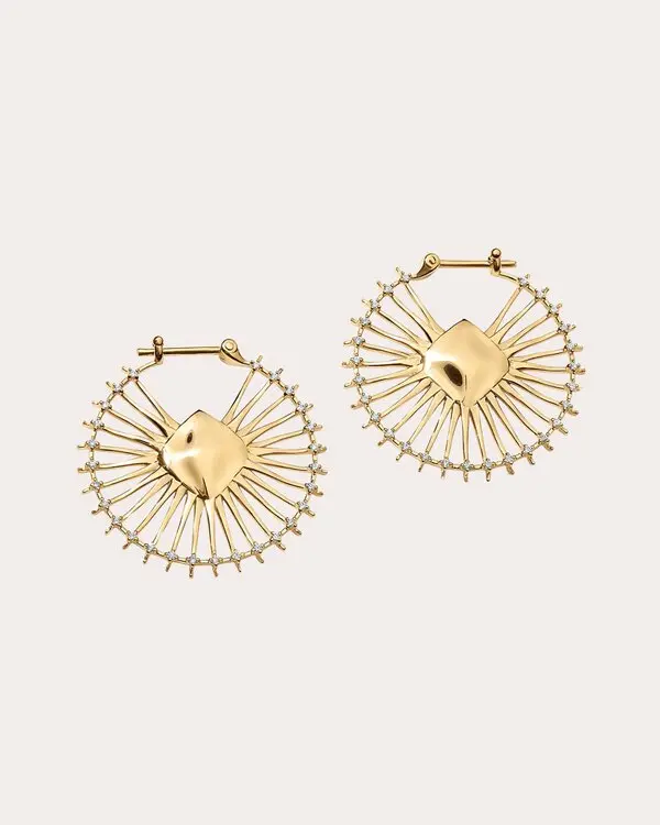 RUVEIL Diamond And 14k Hoop Earrings - Gold
