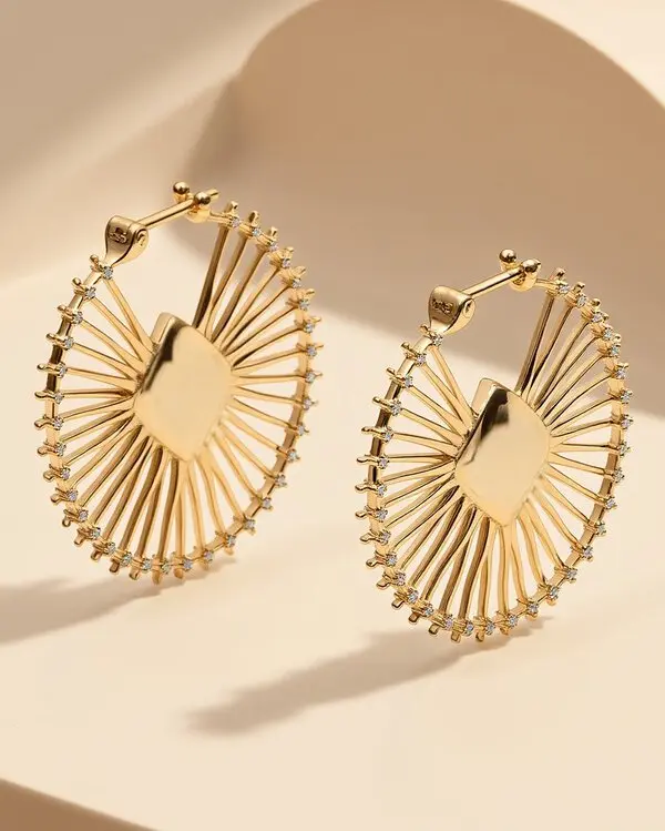 RUVEIL Diamond And 14k Hoop Earrings