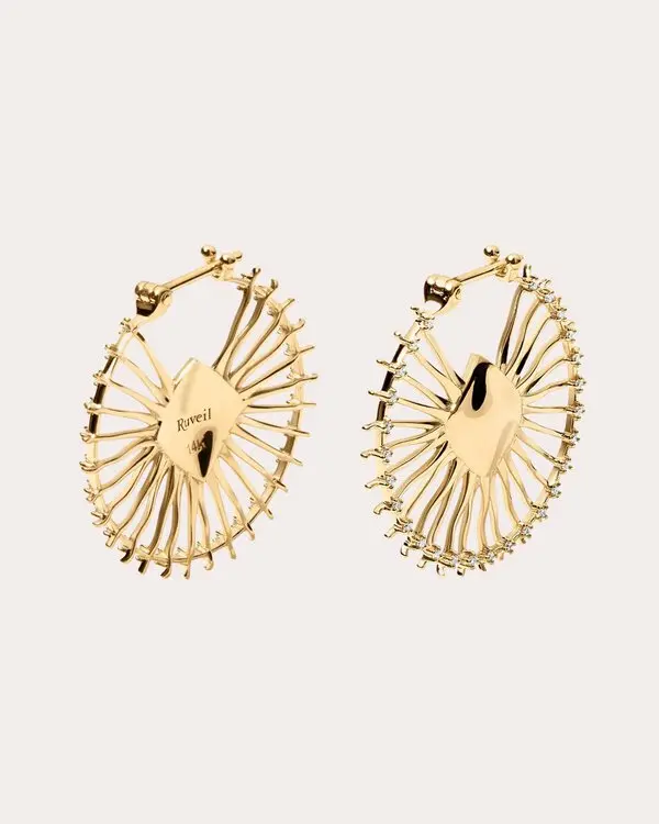 RUVEIL Diamond And 14k Hoop Earrings