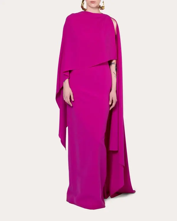 ROKSANDA Demetria Crepe Draped Cape Gown - Pink