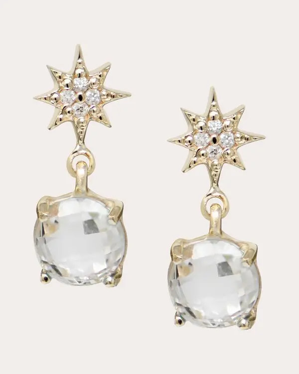 Anzie Diamond And Topaz Aztec North Star Drop Earrings - Gold
