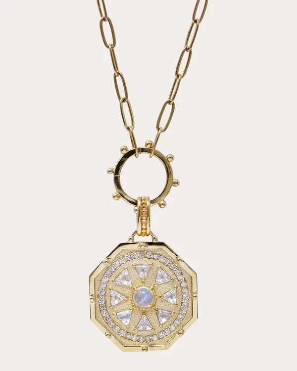 Anzie Moonstone, Topaz, And Diamond Medallion Necklace - Gold