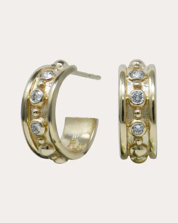 Anzie Diamond Méditerranée Joanna Wide Hoop Earrings - Gold