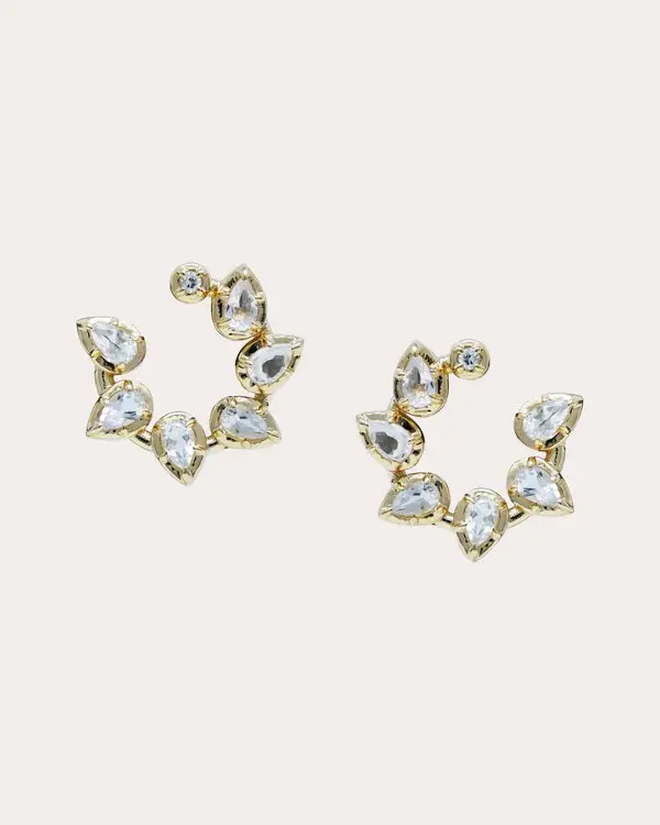 Anzie Diamond & Topaz Mélia Pear Hoop Earrings - Gold