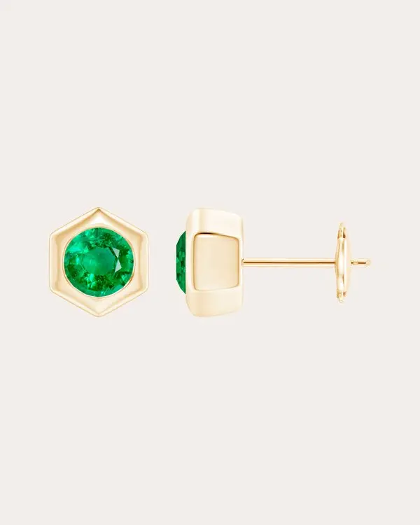 Natori 14k Gold Emerald Stud Earrings - Multicolor
