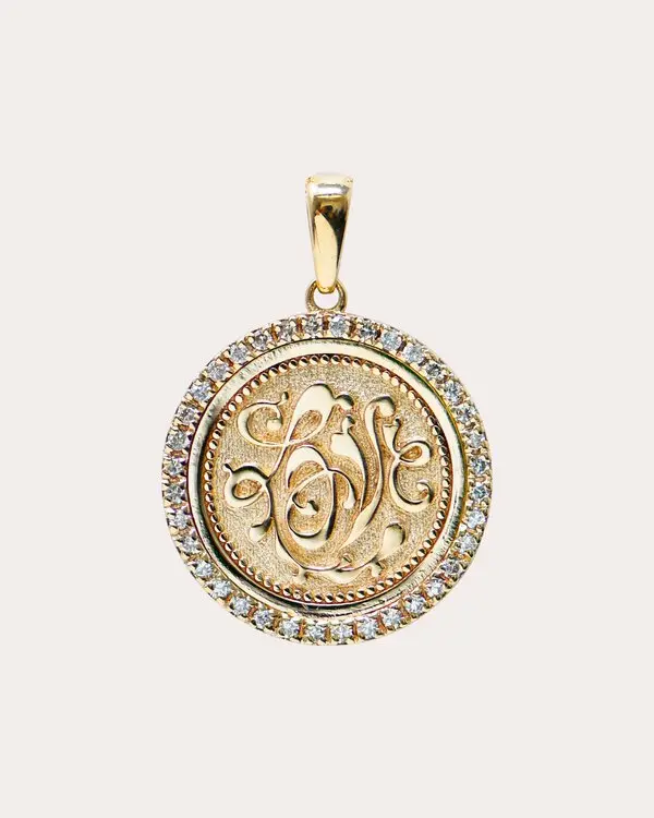 Anzie Diamond And 14k Royal Love Letter Medallion - Gold