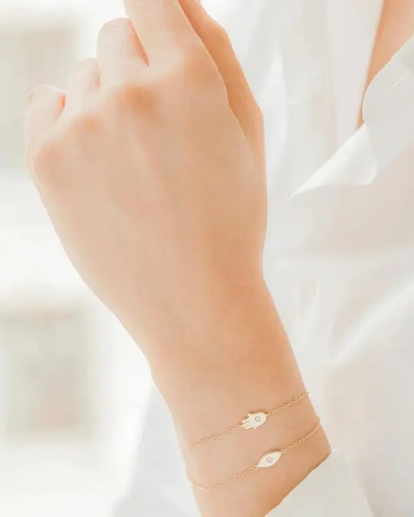 ZOE LEV Diamond And 14k Hamsa Charm Bracelet