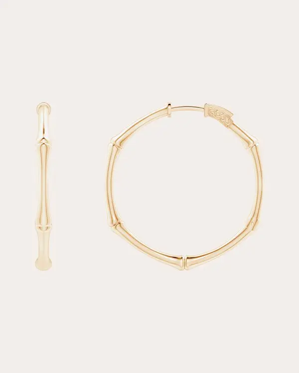 Natori Small Indochine Bamboo 14k Hoop Earrings - Gold