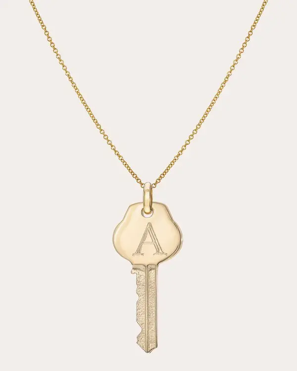 ZOE LEV Key 14k Gold Initial Pendant Necklace - Black