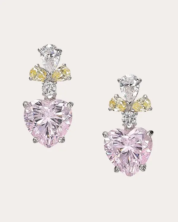 ANABELA CHAN Rose & Canary Diamond Candy Cupid Heart Drop Earrings - Multi