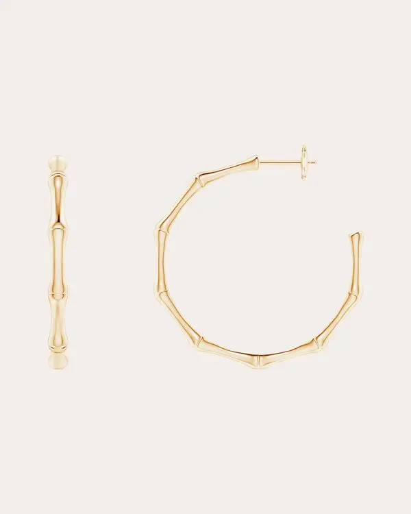Natori Indochine Bamboo Medium Hoop Earrings - Gold