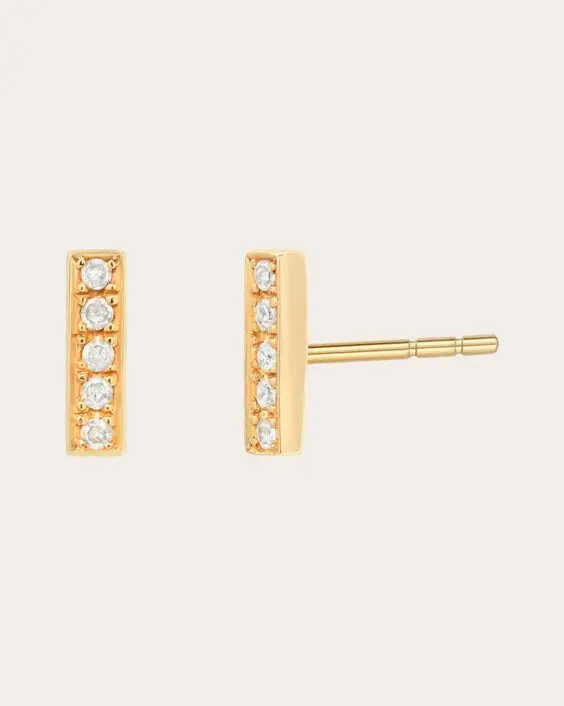 ZOE LEV 14k Diamond Bar Stud Earrings - Gold