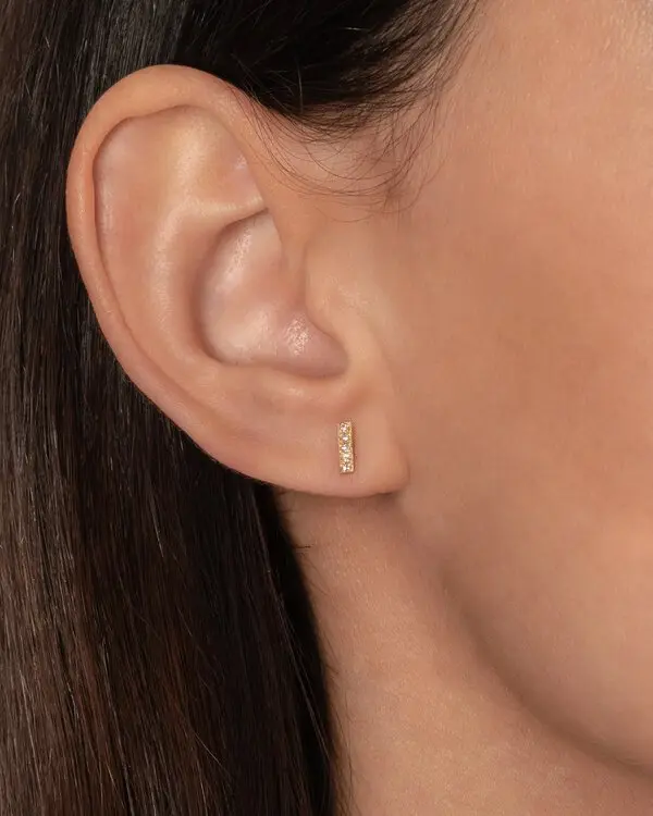 ZOE LEV Diamond And 14k Bar Stud Earrings