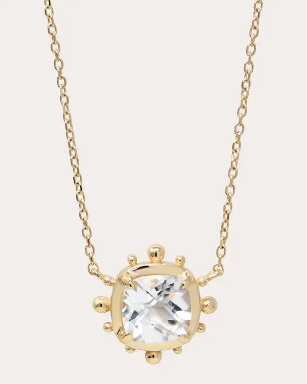 Anzie Topaz Dew Drop Avery Cushion Pendant Necklace - Gold