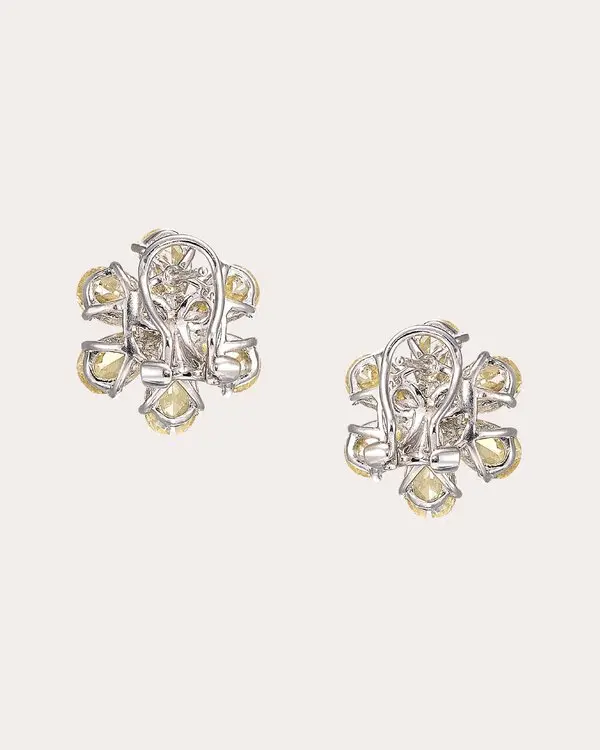 ANABELA CHAN White And Canary Diamond Marguerite Daisy Stud Earrings
