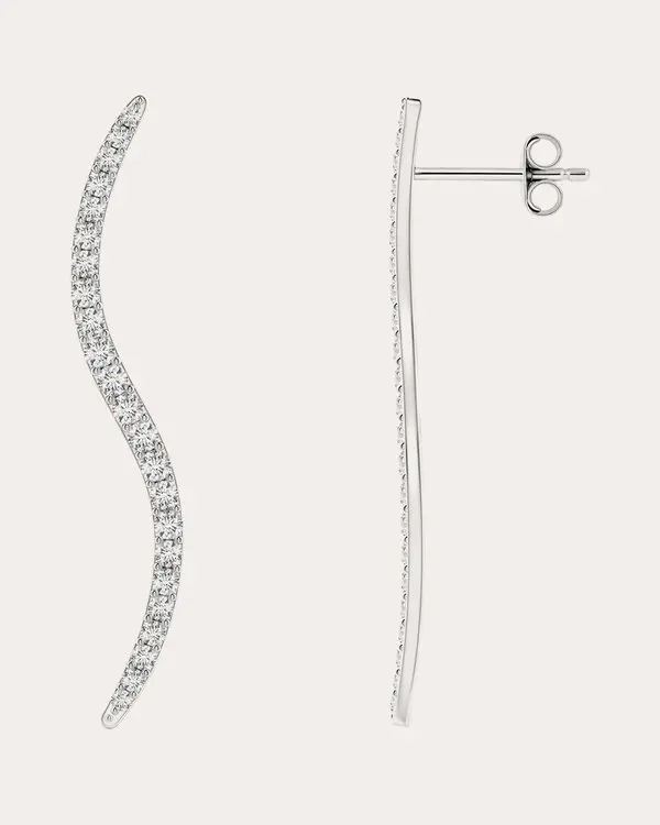 Natori Shangri-la 14k White Gold Diamond Earrings - Silver