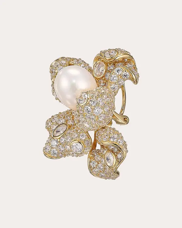 ANABELA CHAN Diamond And Pearl Blossom Stud Earrings - Gold