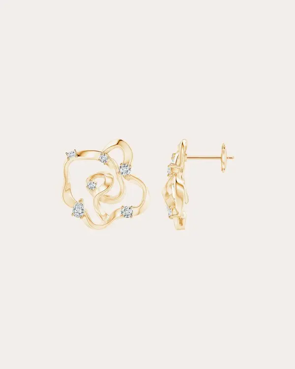 Natori Diamond And 14k Sakura Stud Earrings - Gold