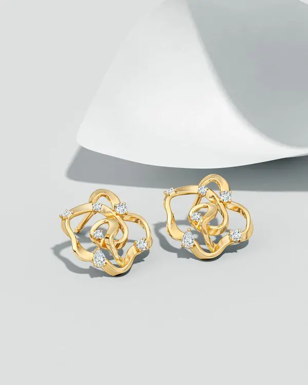 Natori Diamond And 14k Sakura Stud Earrings