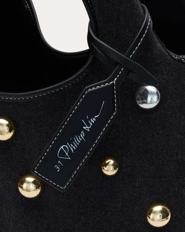 3.1 Phillip Lim Mini Studded Denim Market Tote - Black