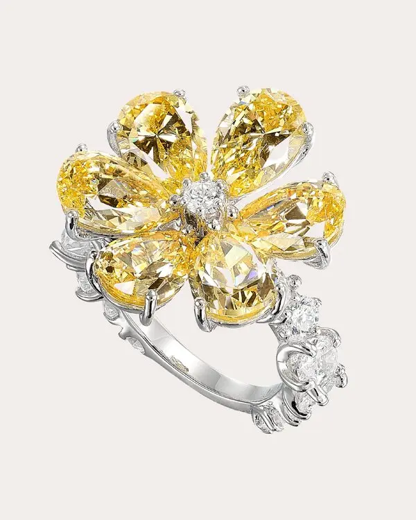 ANABELA CHAN Marguerite 18k White And Rhodium Vermeil Lab-grown Diamond Daisy Ring - Gold