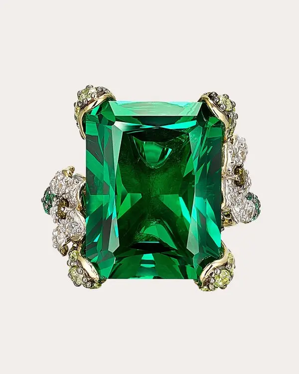 ANABELA CHAN Diamond & Emerald Cinderella Ring