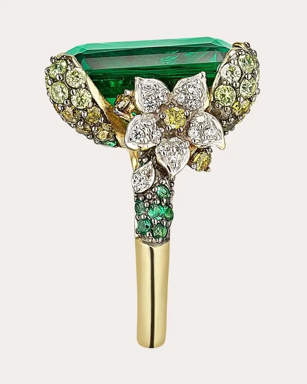 ANABELA CHAN Diamond & Emerald Cinderella Ring