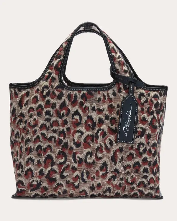 3.1 Phillip Lim Mini Embroidered Leopard Mesh Market Tote