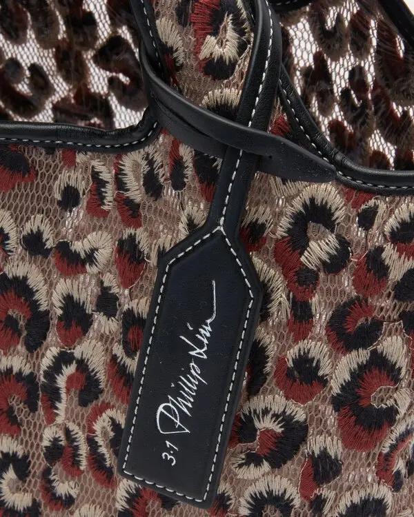 3.1 Phillip Lim Mini Embroidered Leopard Mesh Market Tote