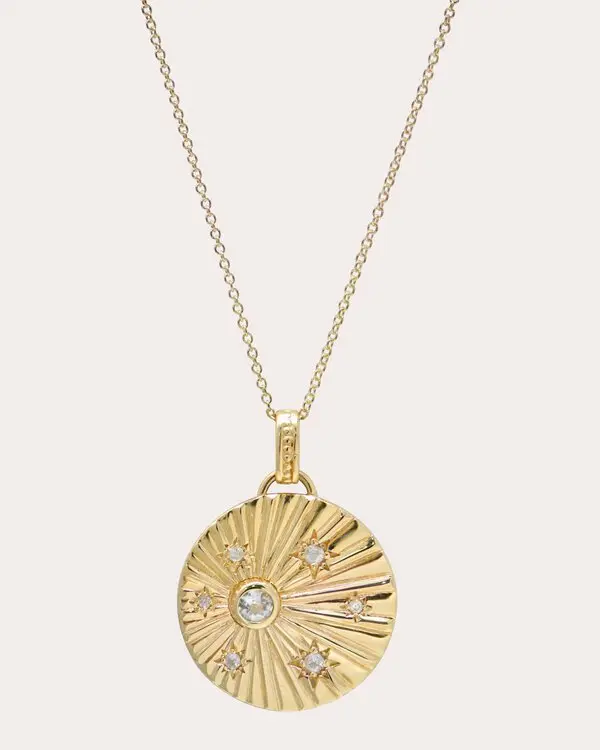 Anzie Topaz Aztec Rae Ripple Medallion Necklace - Gold