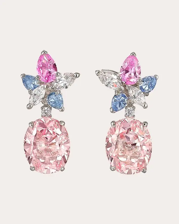 ANABELA CHAN Diamond & Sapphire Lily Drop Earrings - Pink