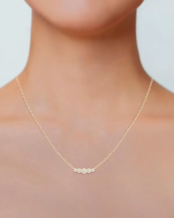 Natori Diamond And 14k Indochine Bamboo Bar Necklace