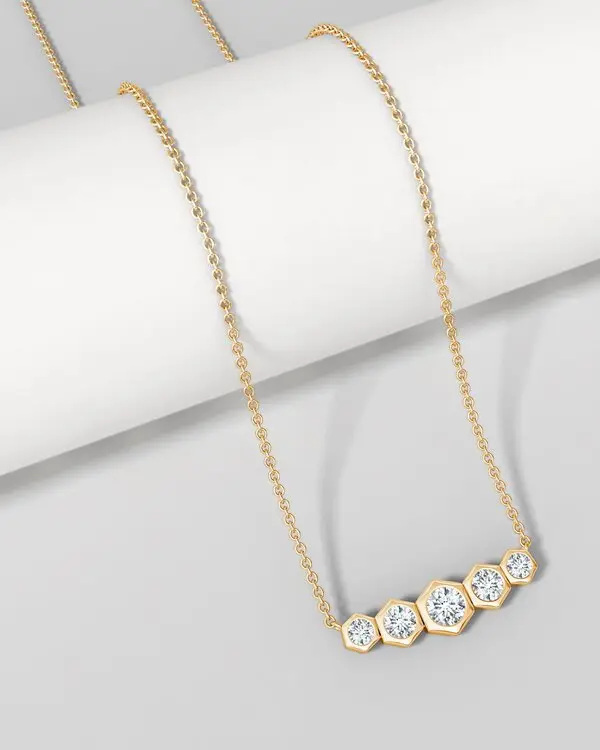 Natori Diamond And 14k Indochine Bamboo Bar Necklace