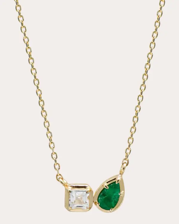 Anzie Topaz And Emerald Toi Et Moi Necklace - Green