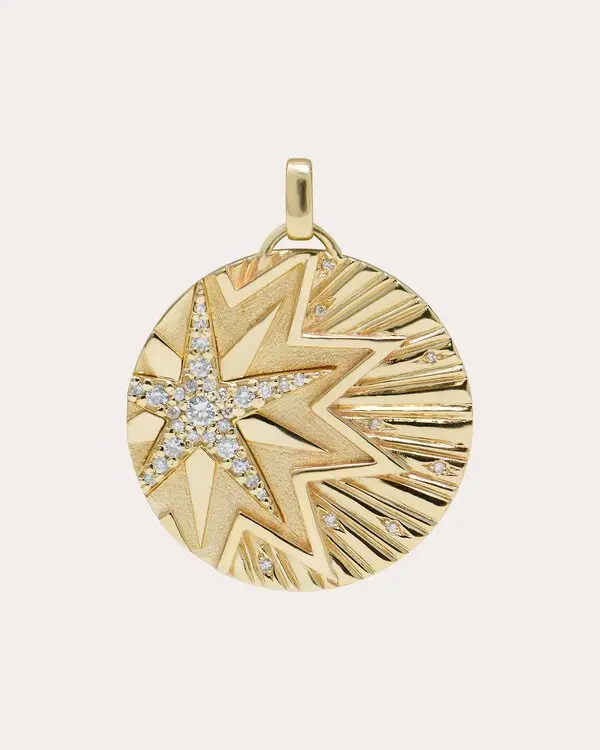 Anzie Diamond Starburst Medallion - Gold