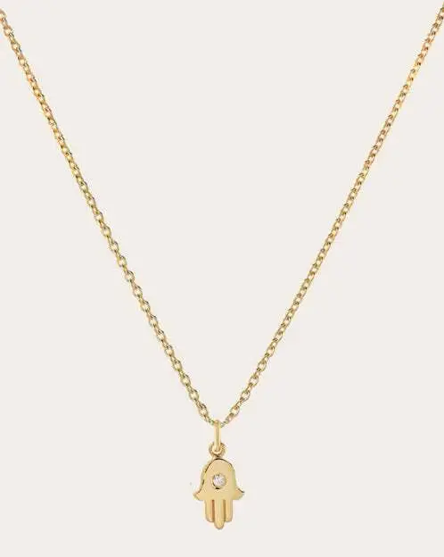 ZOE LEV Hamsa 14k Diamond Pendant Necklace - Gold