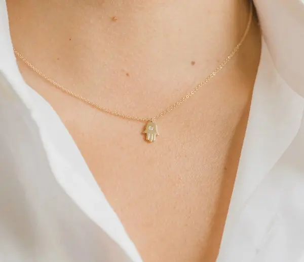 ZOE LEV Diamond And 14k Hamsa Pendant Necklace