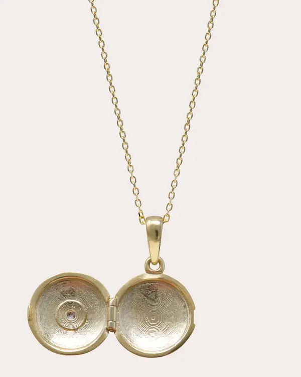 Anzie Diamond And 14k Aztec Mini Locket Necklace