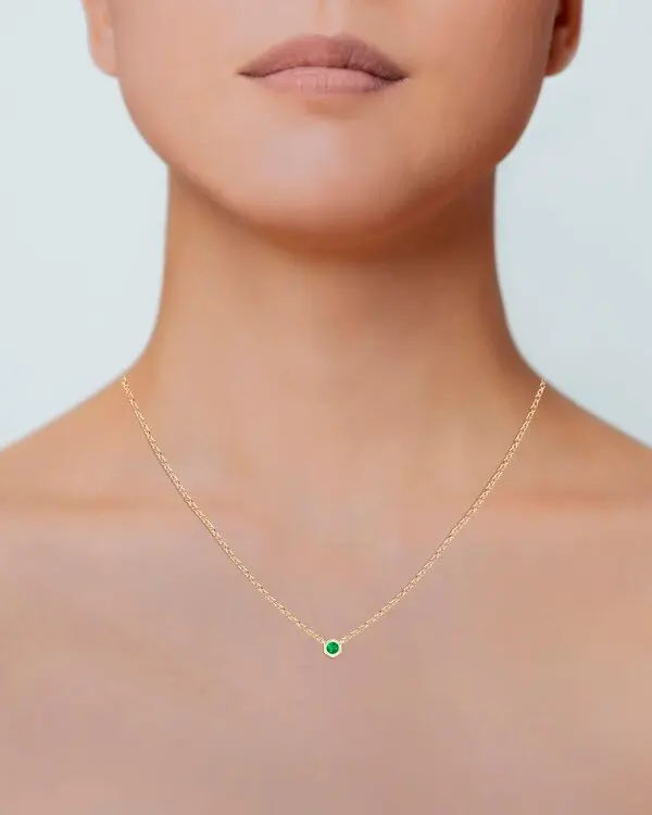 Natori Emerald And 14k Hexagon Pendant Necklace